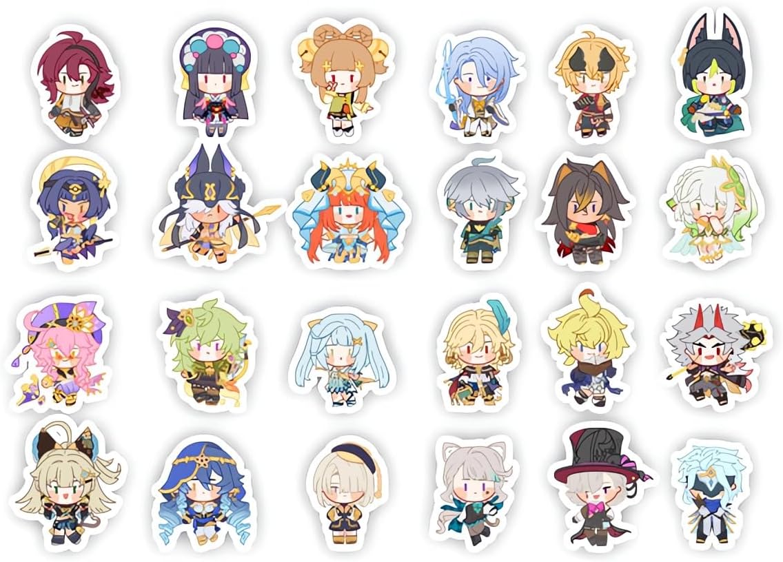 Amazon.com: YJacuing Genshin Impact Cute Chibi Reusable Vinyl Stickers ...