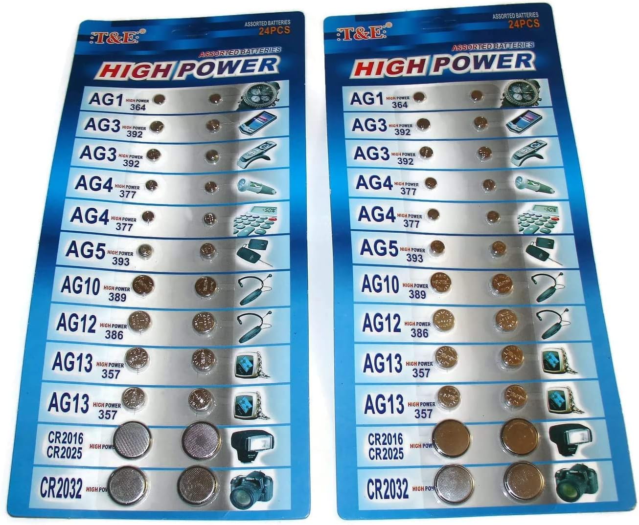 24 Mixed Assorted Alkaline Button Cells Batteries AG1/3/4/5/10/12/13 ...