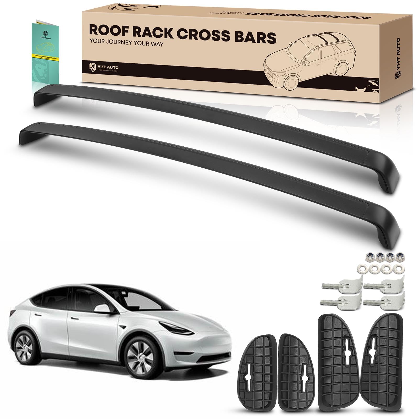YHTAUTO 165 LBS Roof Rack Cross Bars w/Hardware Fit for Tesla Model 3 ...