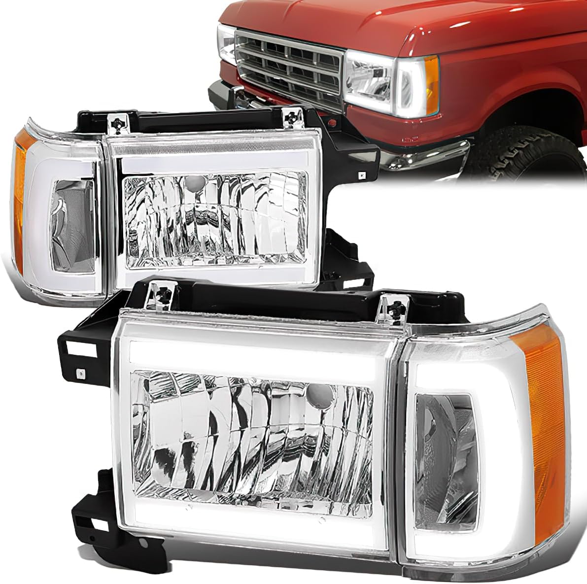 Amazon.com: LED DRL Headlight Assembly Compatible with Ford Bronco F ...
