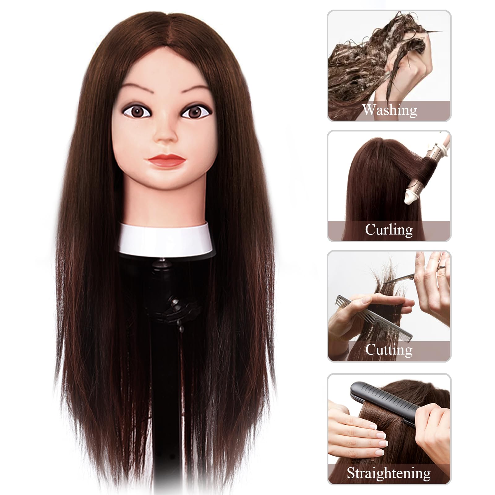 Training Head 80% Real Human Hair 26