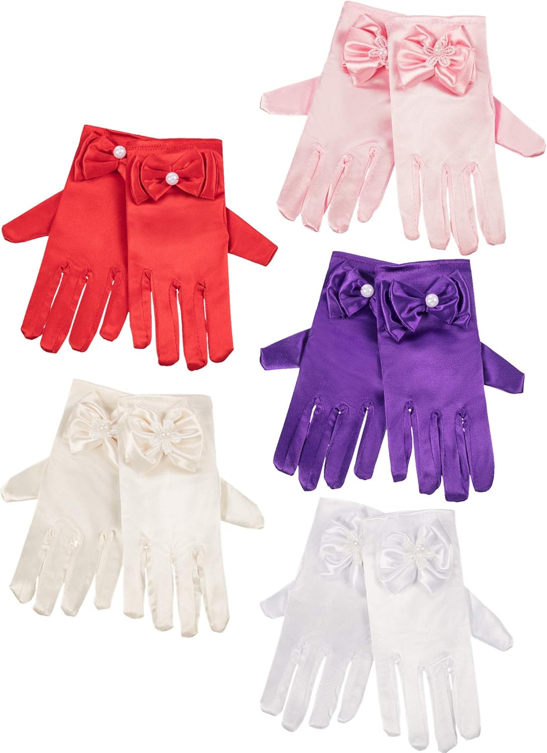 Amazon.com: Zhanmai 5 Pairs Little Girls Gloves Princess Halloween ...