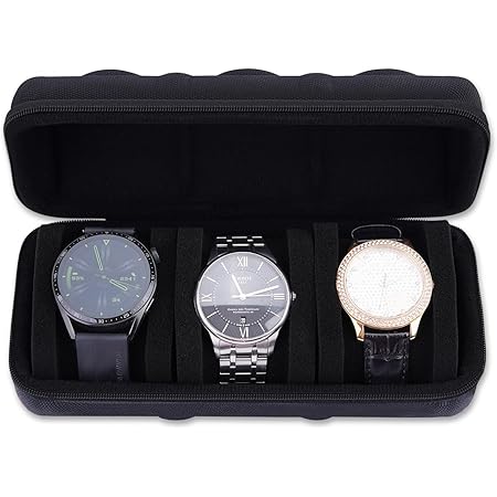 Amazon.com: HESPLUS 3 Slots Watch Travel Case for Men and Women ...