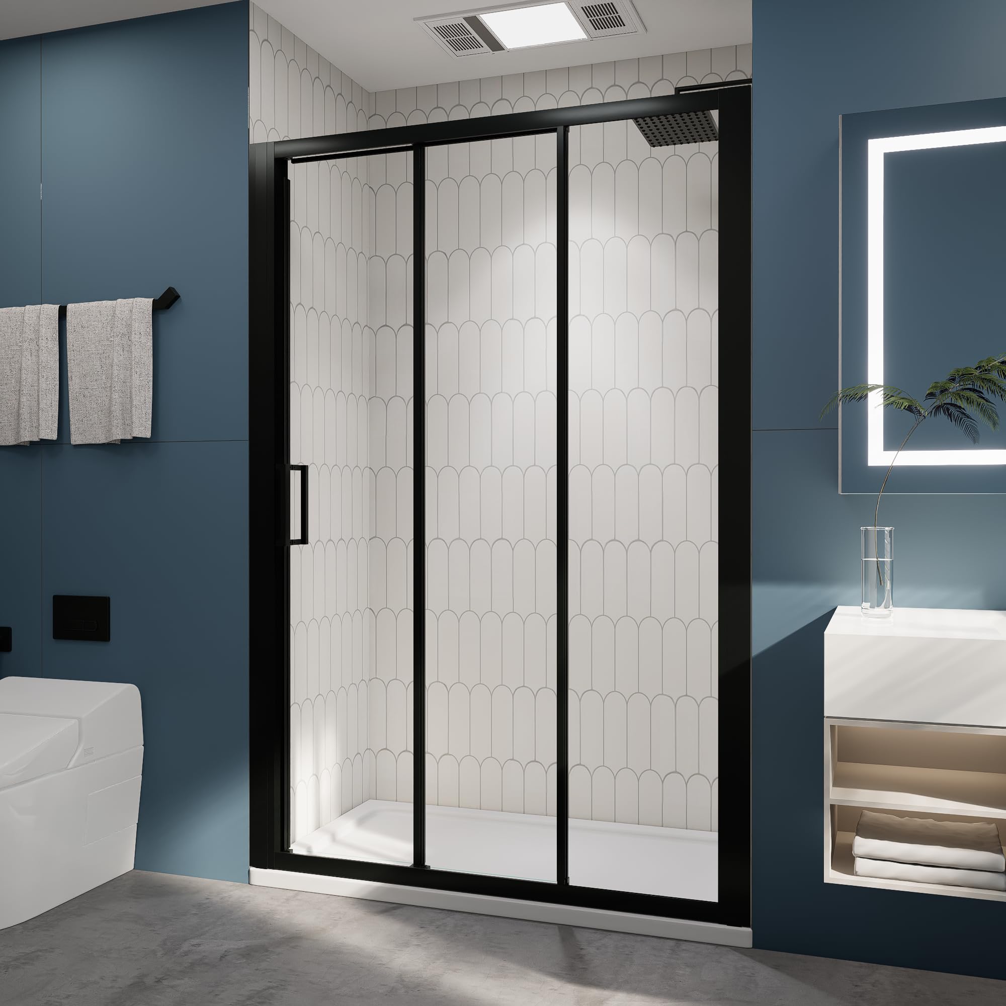 50-54" W x 70" H Tir-fold Single Sliding Shower Door, Glass Shower Door ...