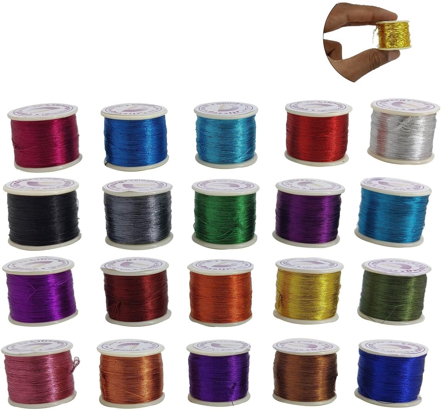 Amazon.com: Aumni Crafts Zari Metallic Threads 0.1 MM (20 Shades ...