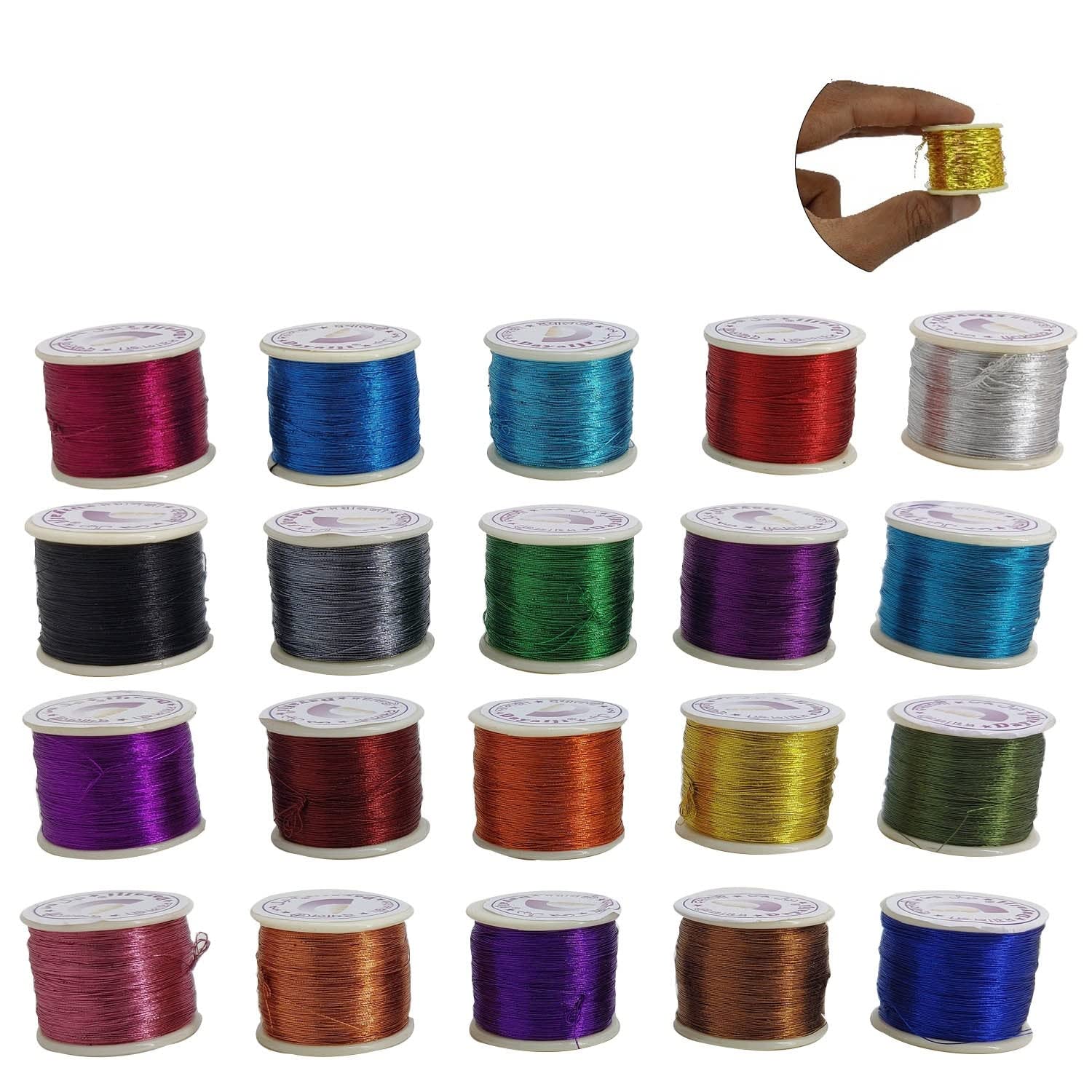 Amazon.com: Aumni Crafts Zari Metallic Threads 0.1 MM (20 Shades ...