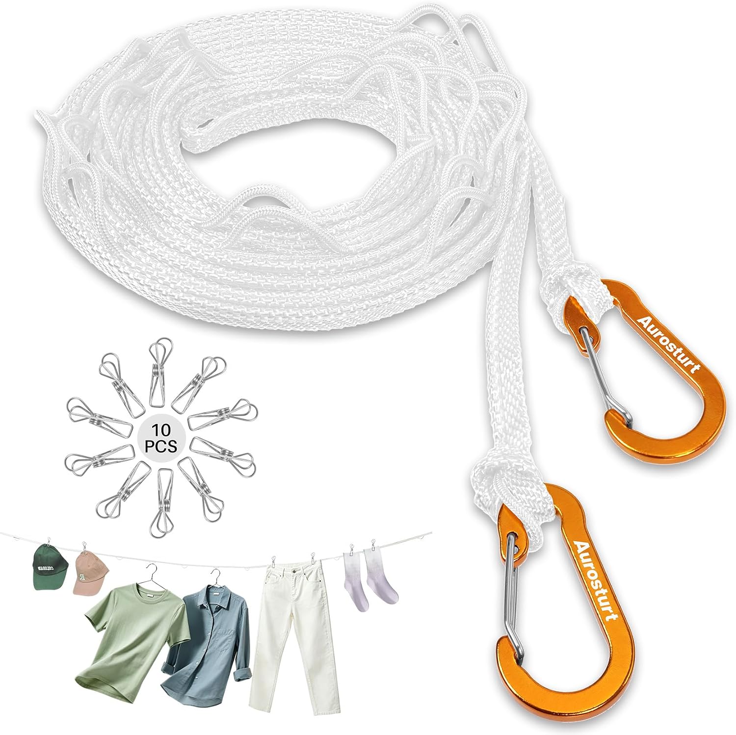 Amazon.com: Aurosturt Portable Clothesline for Travel, Windproof ...