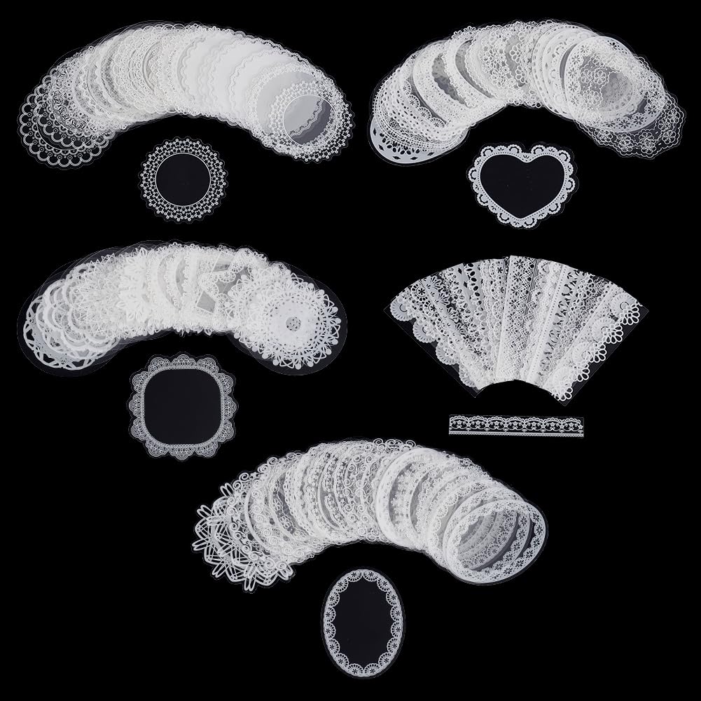 1 x Brand New OLYCRAFT 150Pcs 5 Styles Transparent Lace Sticker ...