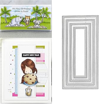 Amazon.com: 4Pcs/Set Rectangle Frame Metal Die Cuts,Slimline Stitched ...