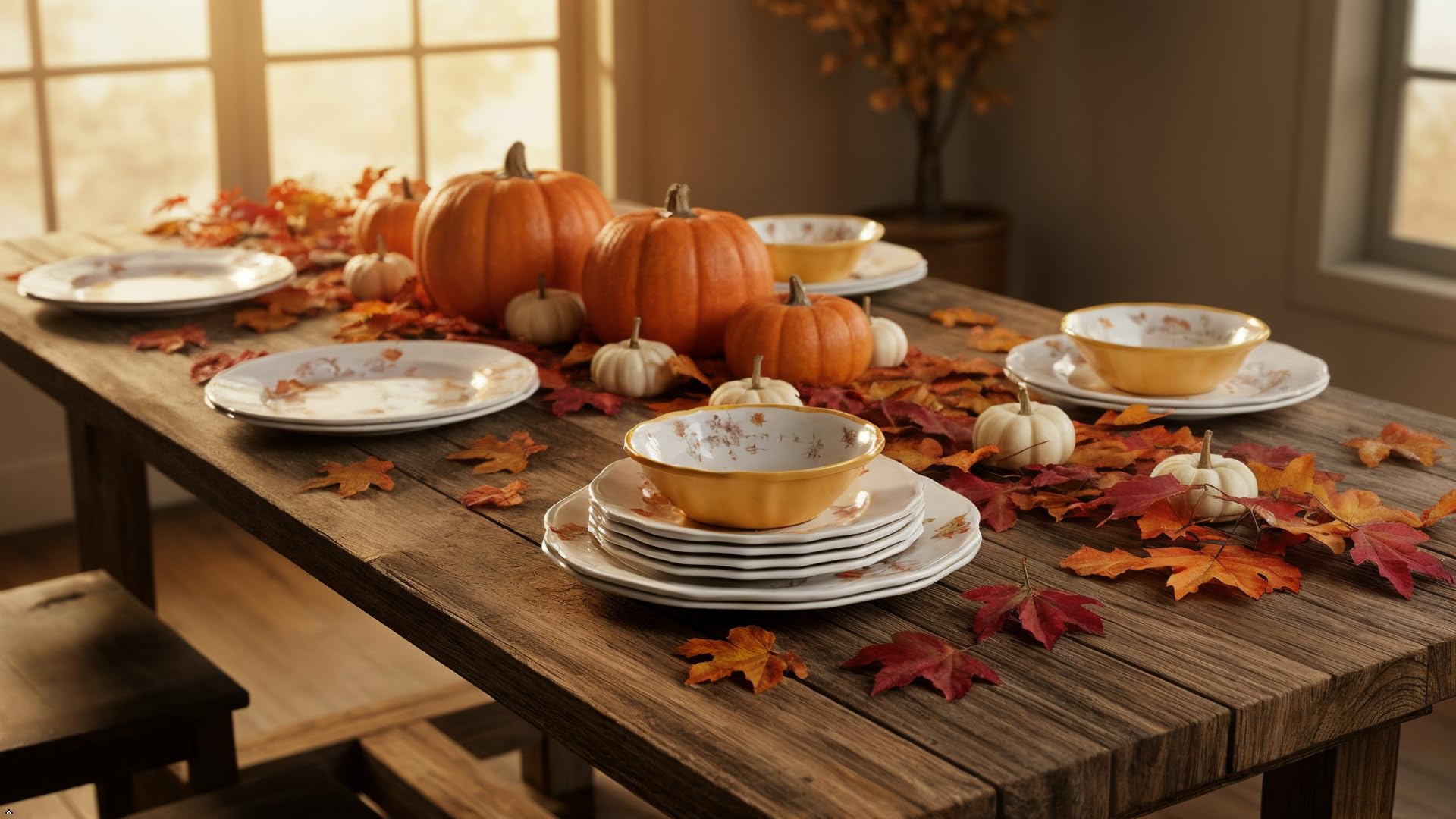 Snapklik.com : UPware 12 Piece Pumpkin Season Melamine Dinnerware Sets