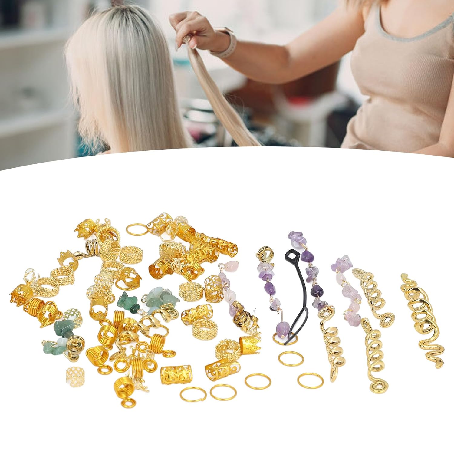 Amazon.com : 80pcs Exquisite Patterns Hair Dreadlocks Rings with Alloy ...