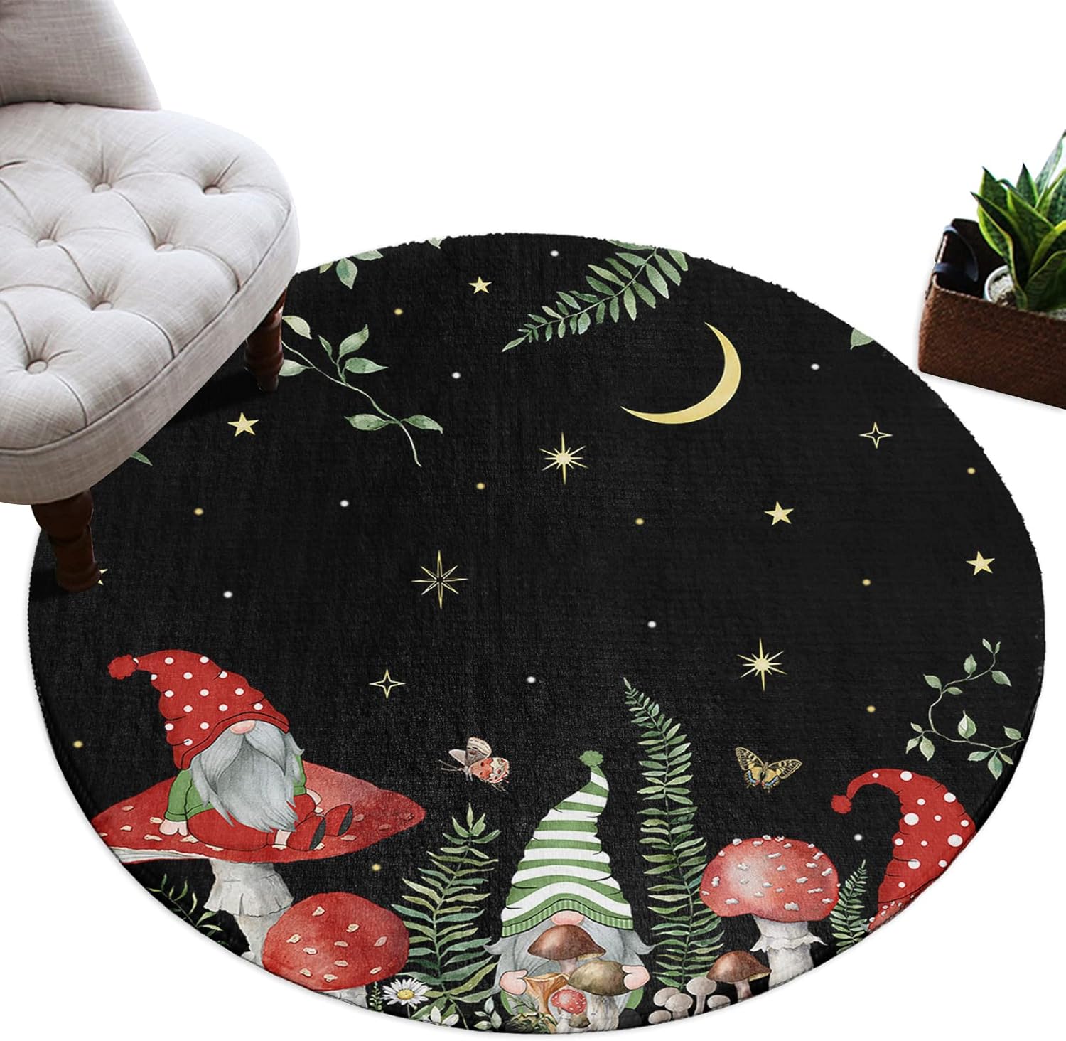 Amazon.com: Round Area Rug Soft Fluffy Rugs Dwarf Mushroom Plant Moon ...