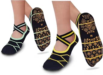 RATIVE X-Cross Anti Slip Non Skid Barre Yoga Pilates Hospital Socks ...