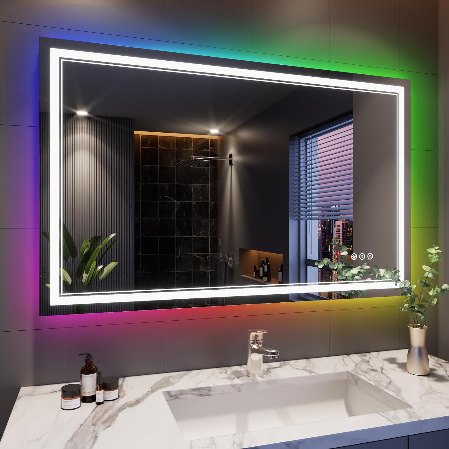 Amazon.com: ISTRIPMF 48x30 Inch RGB LED Bathroom Mirror with Lights ...
