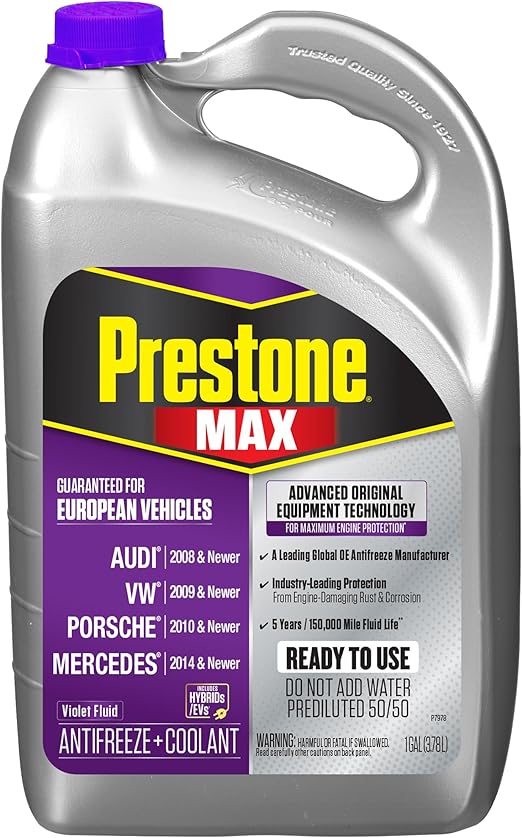 Amazon.com: Prestone MAX Euro Violet 50/50 Antifreeze Automotive ...