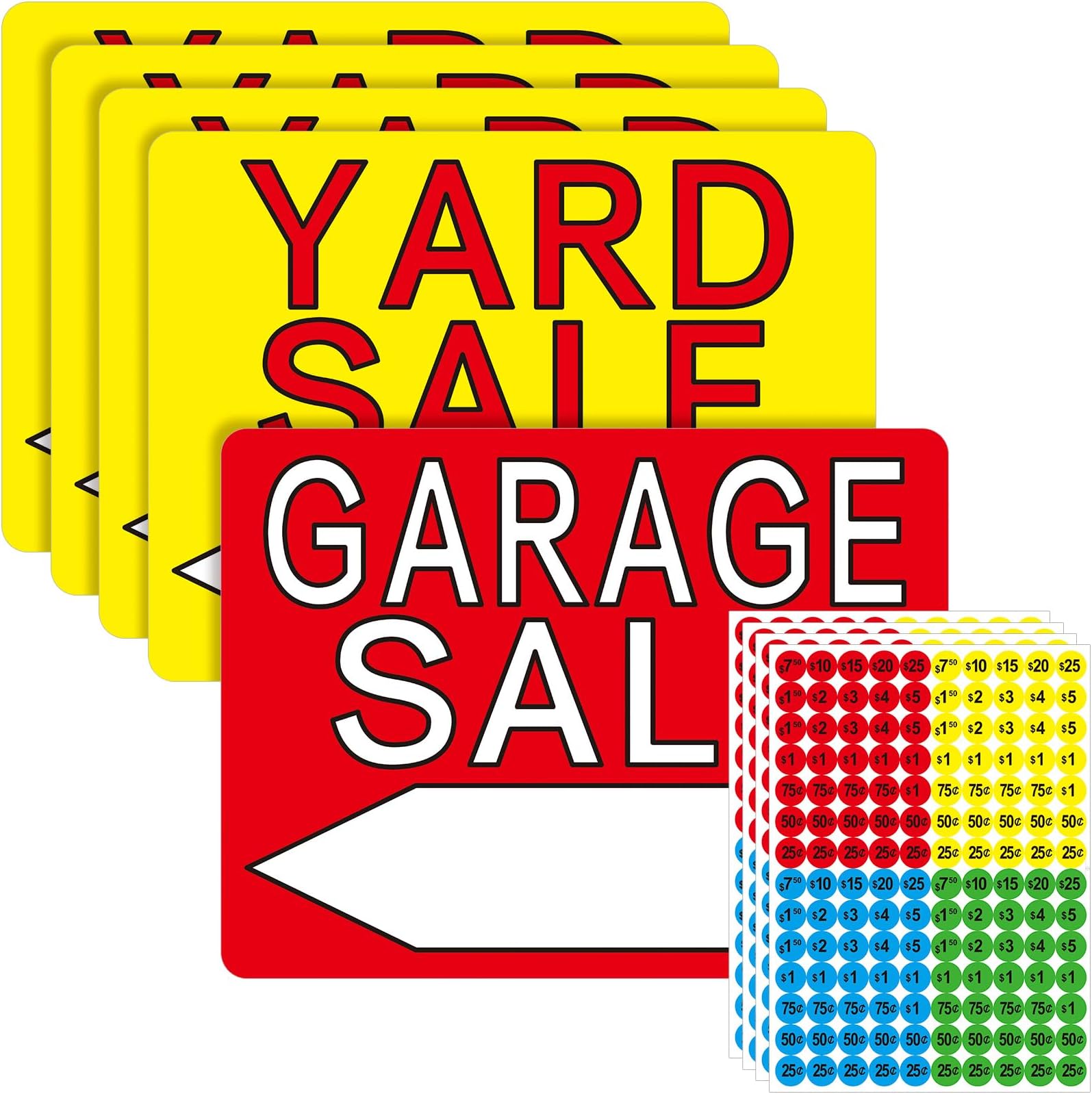Amazon.com : Beeveer 5 Pcs Double Sided Yard Sale Signs with Stakes 12 ...