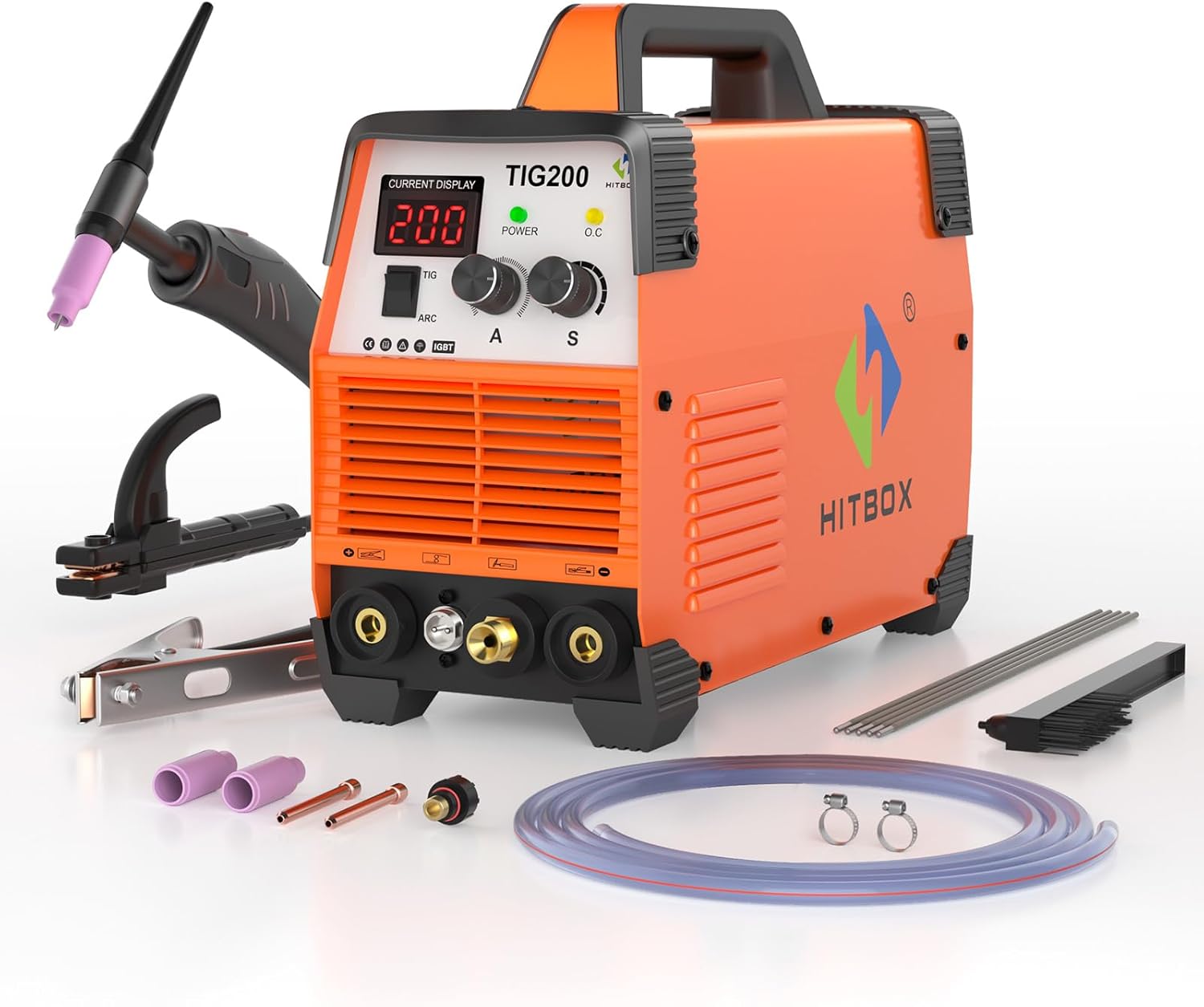 HITBOX TIG Welder 200A, 240V HF TIG/MMA 2-in-1 Welding Machine, Digital Display, 80% Duty Cycle ...