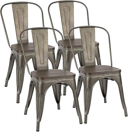 Amazon.com: Furmax Metal Dining Chair Indoor-Outdoor Use Stackable Chic ...
