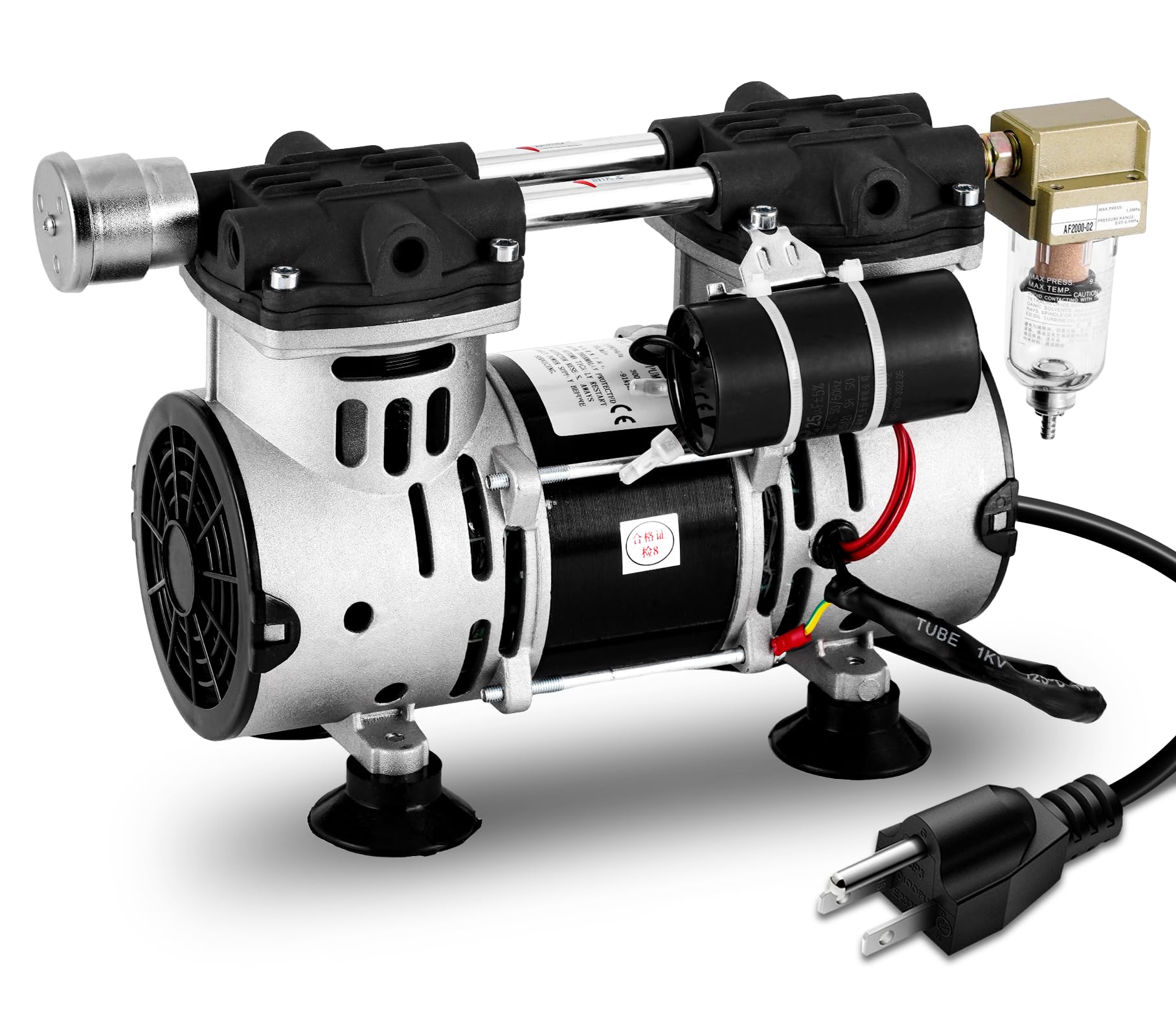 MXBAOHENG Oilless Vacuum Pump Lab Oil Free Piston Mute Vacuum Pump 2 ...