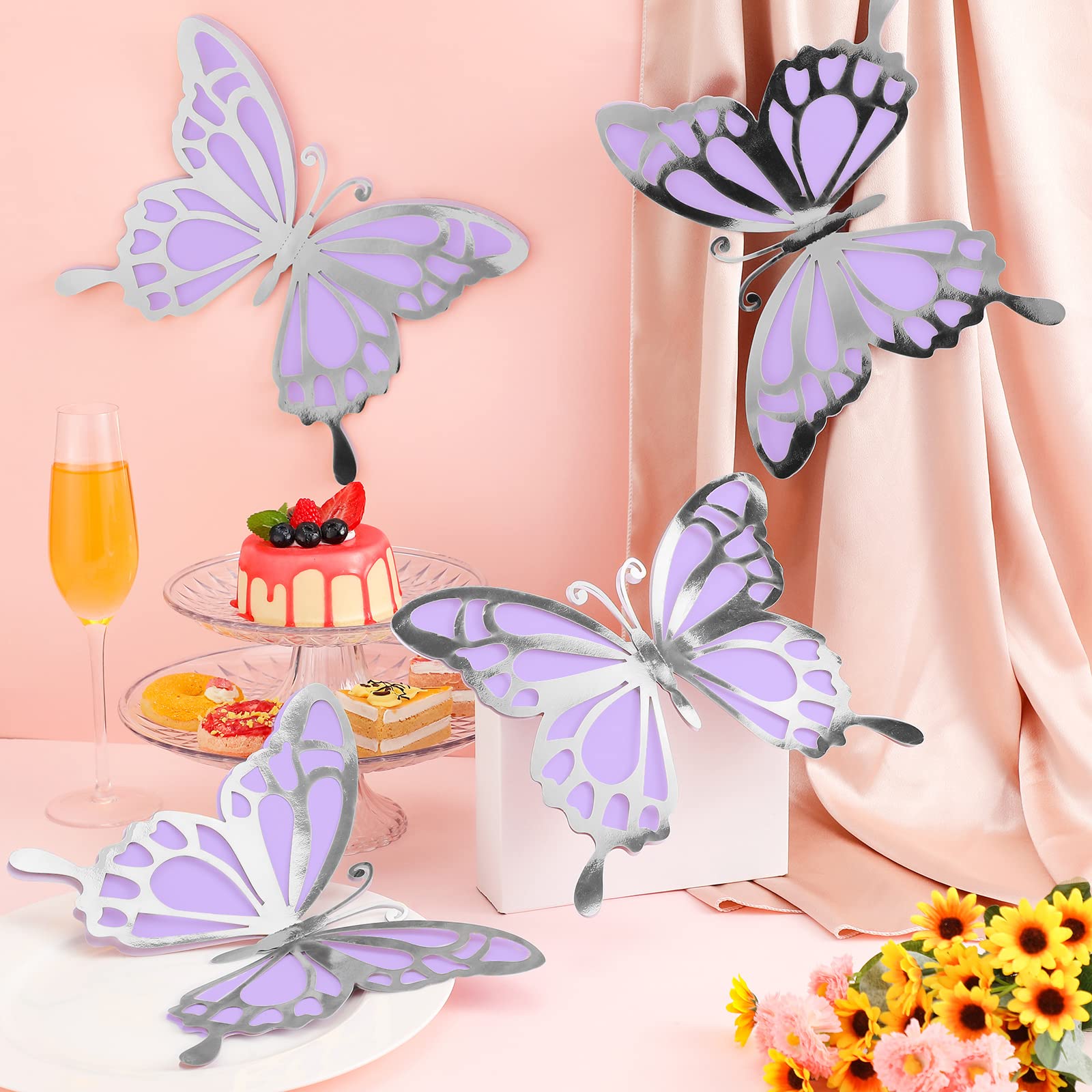 12 Pcs Large Butterfly Party Decoration Paper Butterfly in 2 Different ...