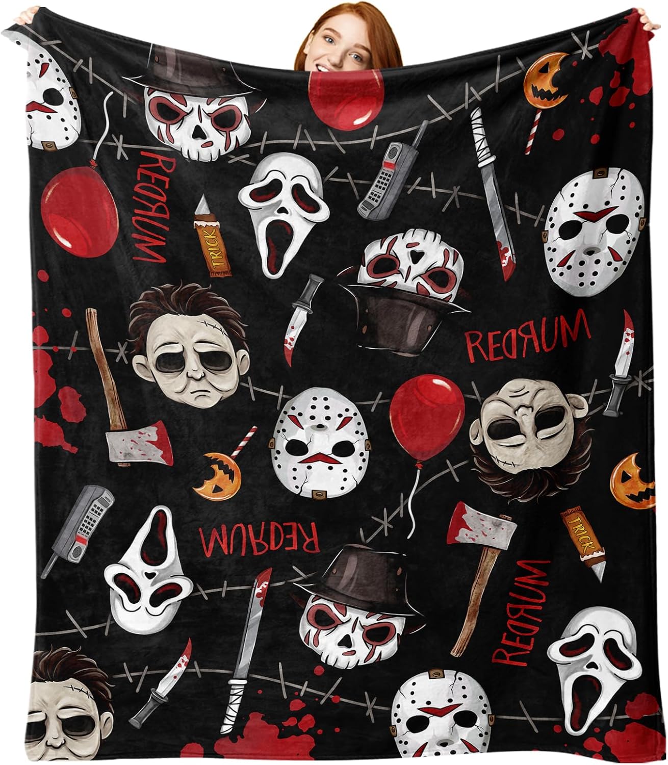 Amazon.com: Pycat Halloween Horror Movie Characters Flannel Throw ...