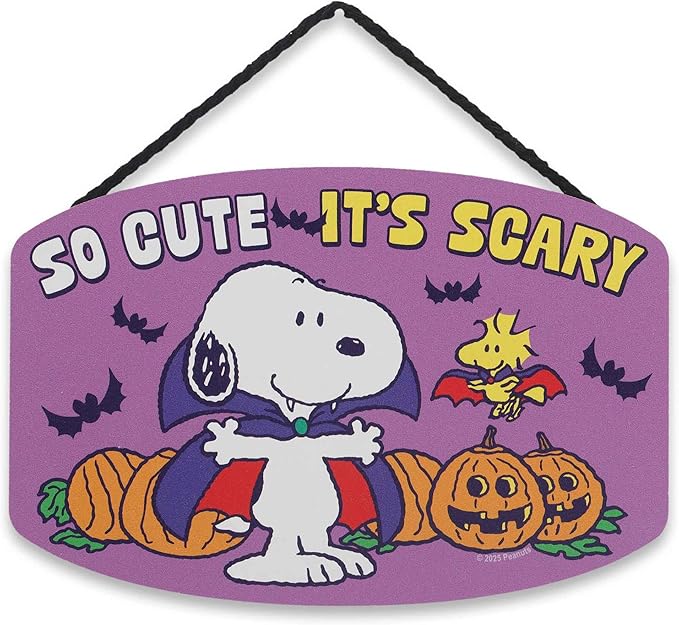 Amazon.com: Peanuts Snoopy So Cute It's Scary Hanging Wood Wall Decor ...