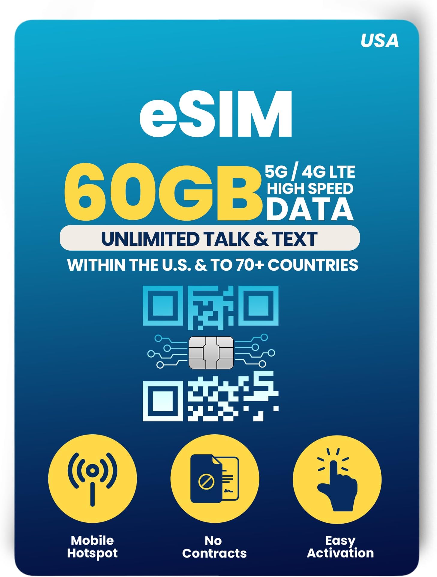 Amazon.com: H2O Wireless 30-Day USA eSIM, Prepaid eSIM Card with 60GB ...