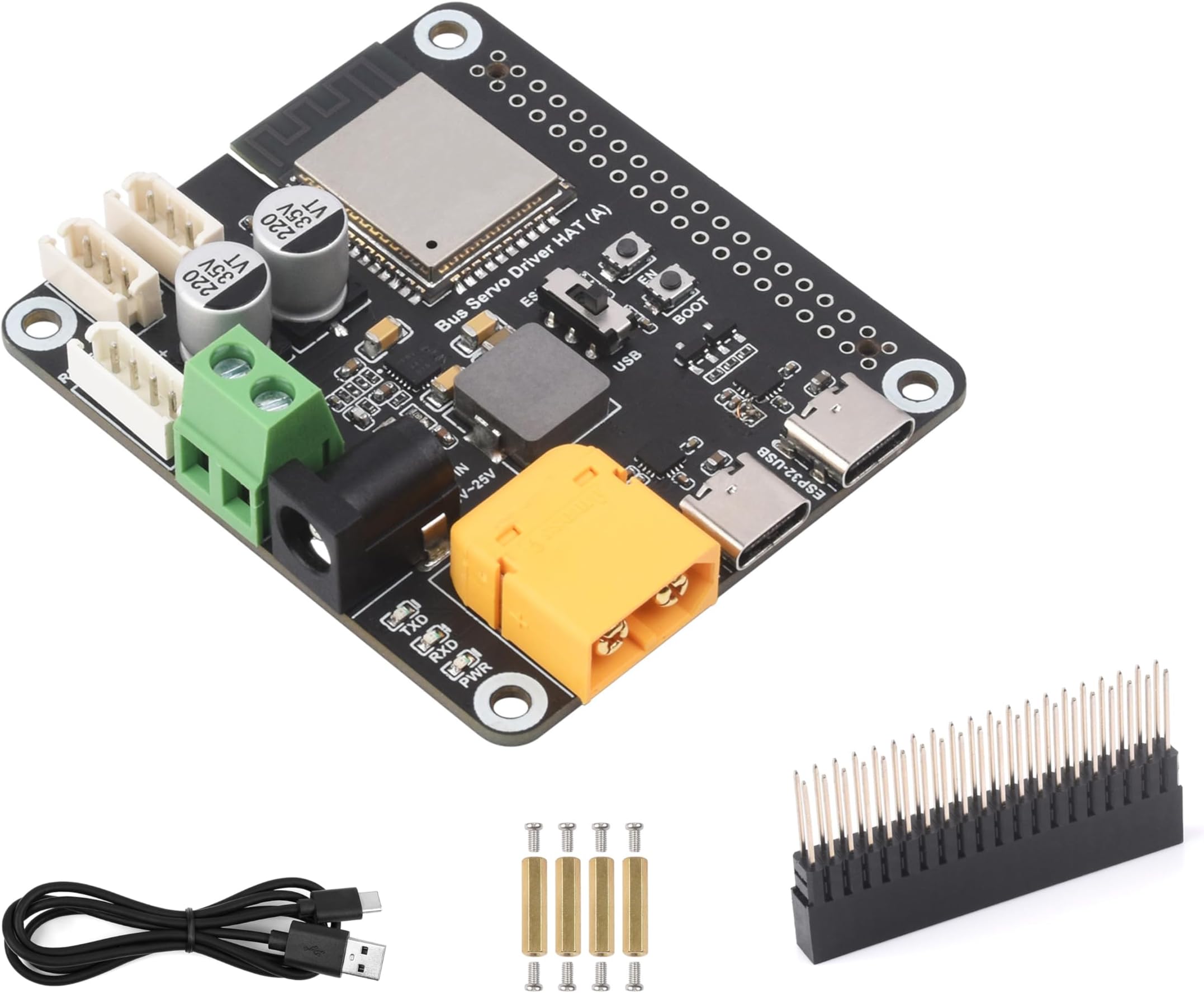 Amazon.com: Serial Bus Servo Driver HAT Based on ESP32-WROOM-32 Module, Suitable for Raspberry P ...