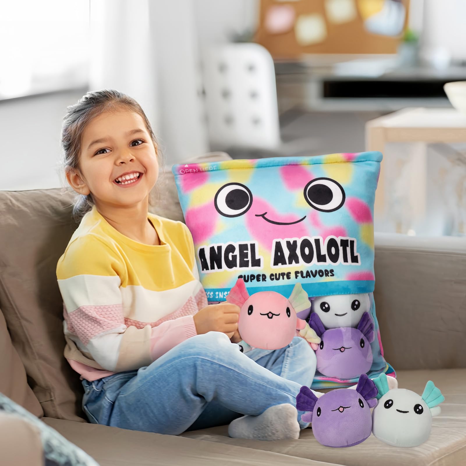 Axolotl Pillow SNOWOLF Black Axolotl Plush Pillow Cute And Soft Axolotl ...