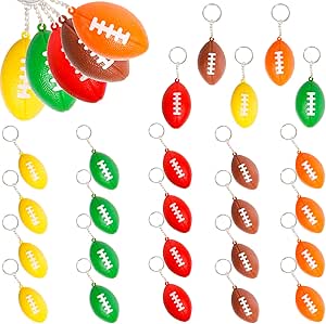 Amazon.com: Hiawbon 25 Pieces Mini Football Keychain Football Keyrings ...