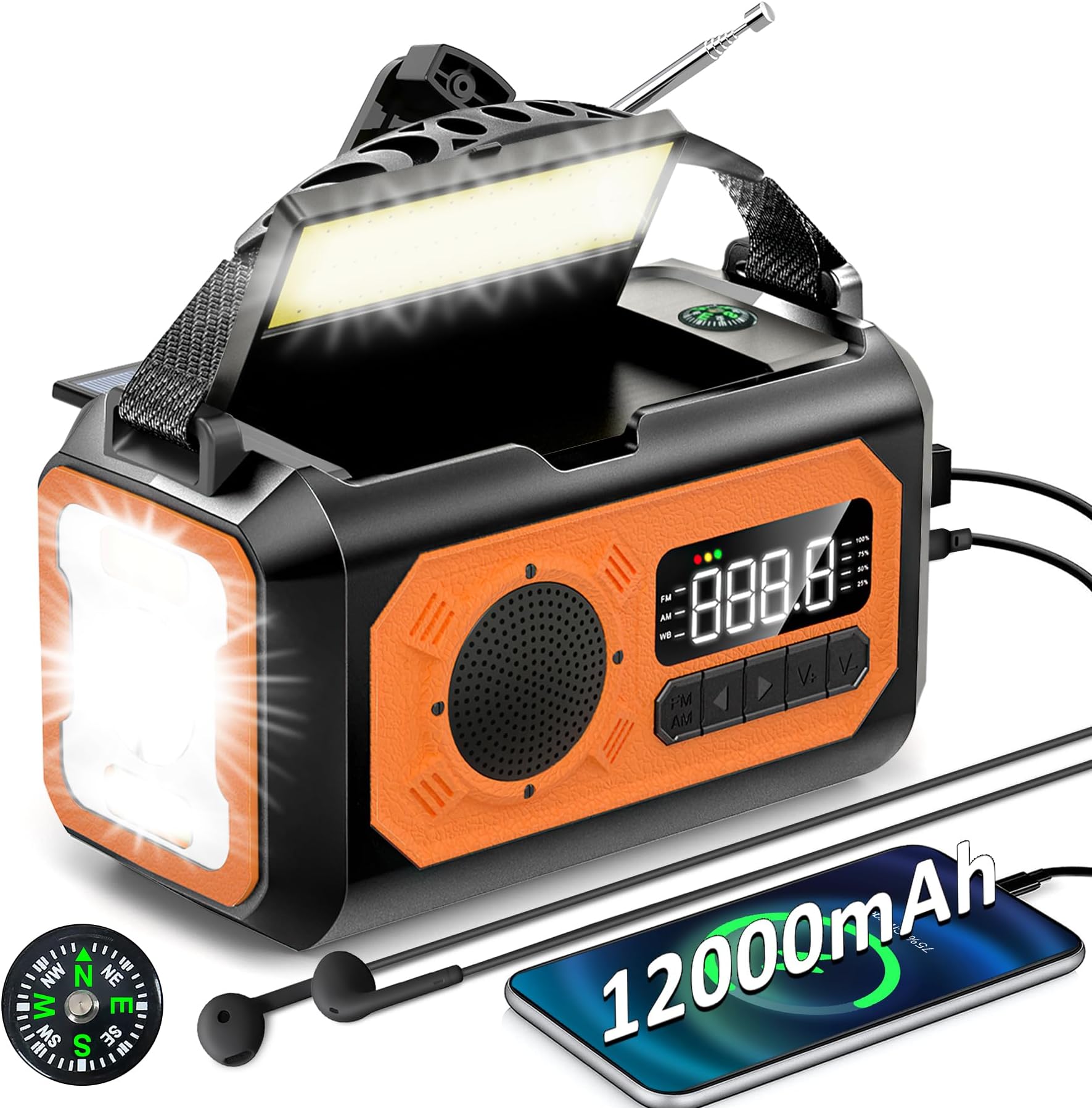 Amazon.com: irjeen 12000mAh Emergency Radio, Hand Crank Radio, Portable ...