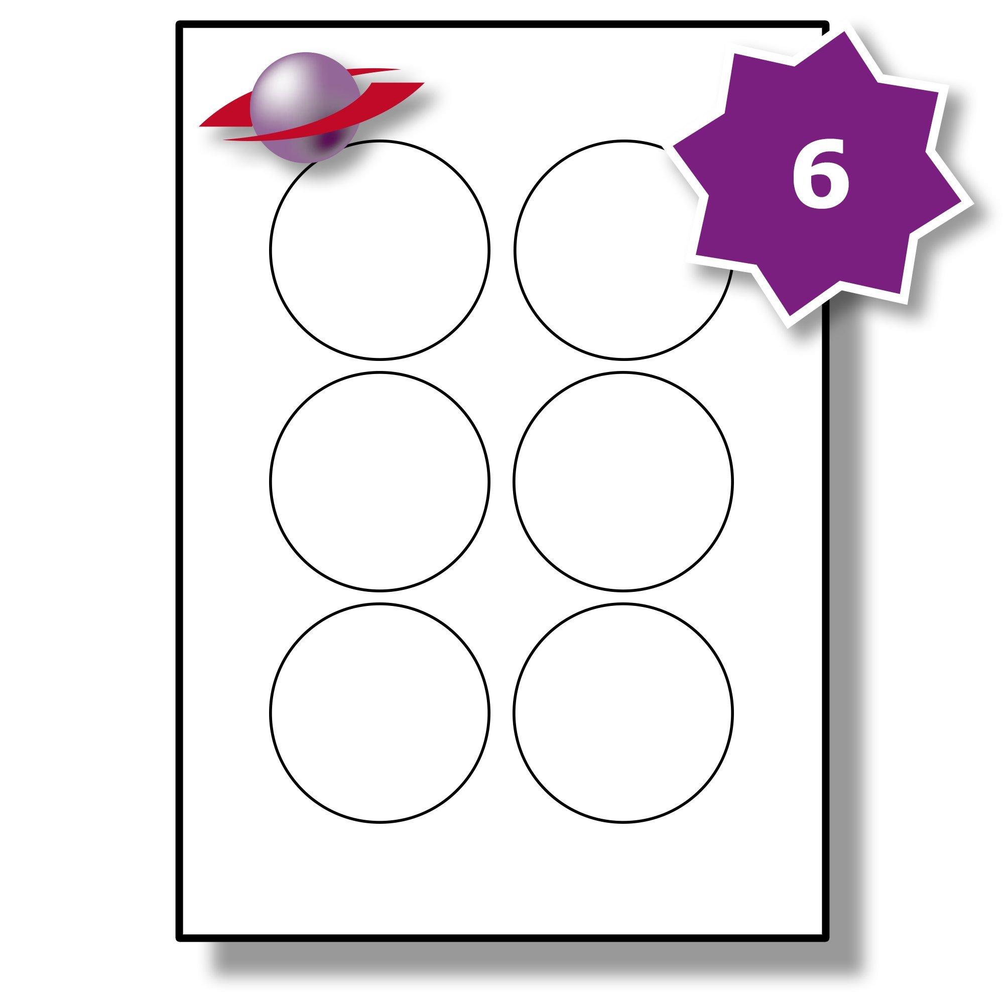 Buy 6 Per Page/Sheet, 5 Sheets (30 ROUND Sticky Labels), Label Planet ...