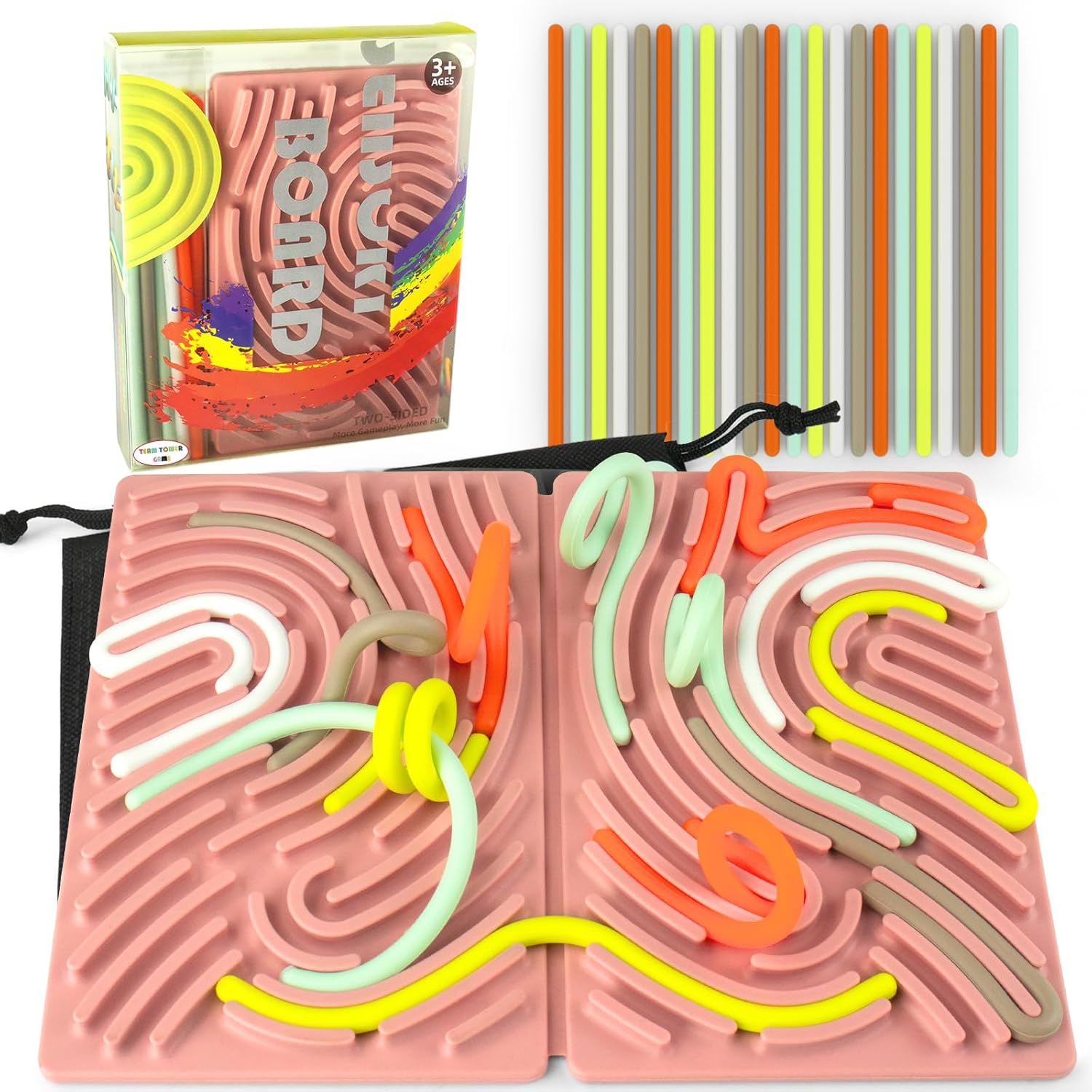 Sensory Activity Board, Foldable Silicone Sensory Fidget Toys for Kids ...