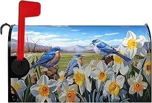 Amazon.com: Dacawin Mailbox Covers Magnetic Summer Bluebirds Daffodil ...