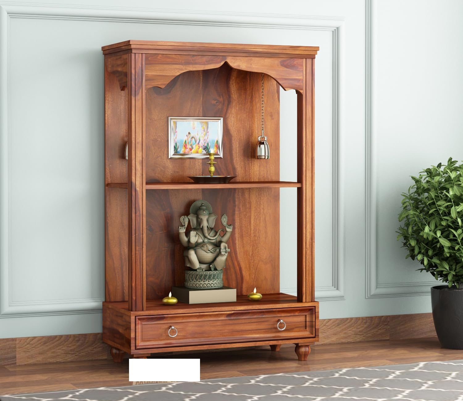 KUSUM HANDICRAFTS Solid Sheesham Wood Pooja Mandir Stand for Home ...