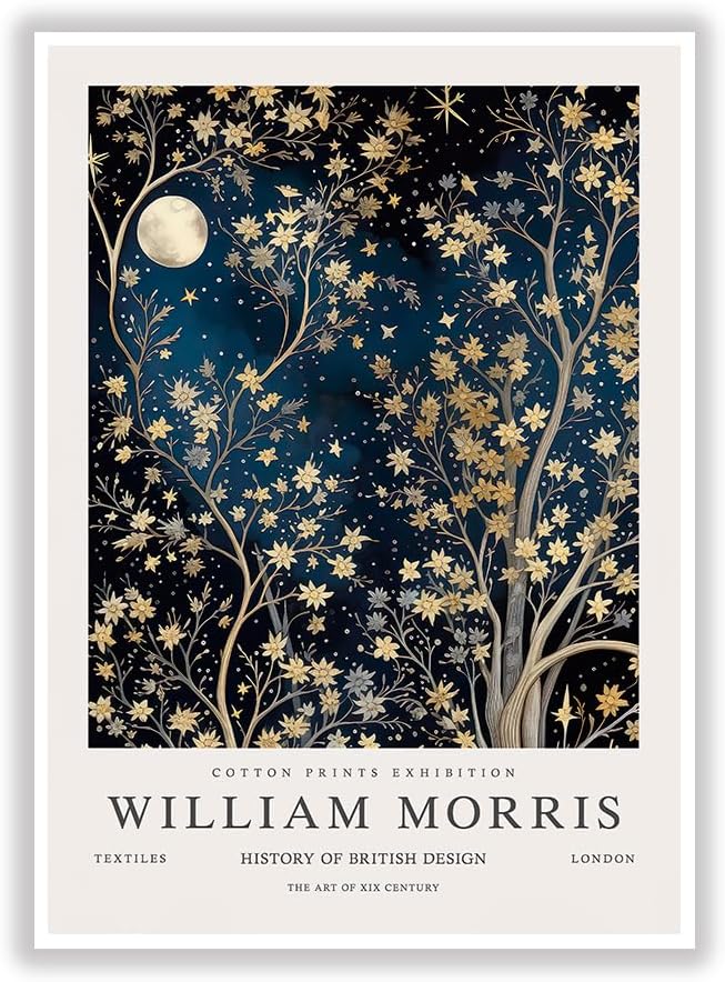 Amazon.com: William Morris Stars & Moon Print William Morris Exhibition ...