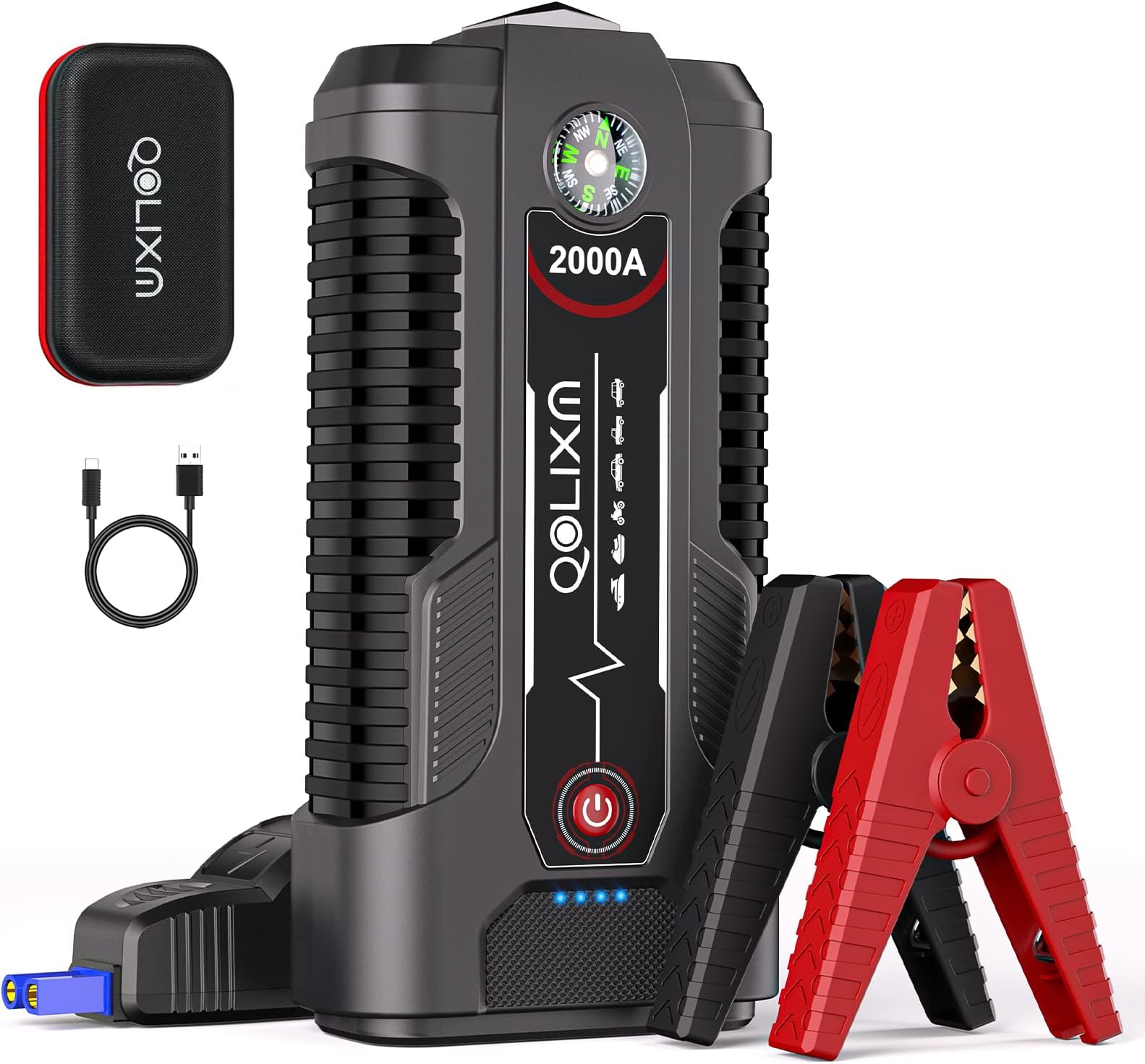 Amazon.com: QOLIXM Jump Starter, 2000A 18000mAh Battery Starter for Up ...