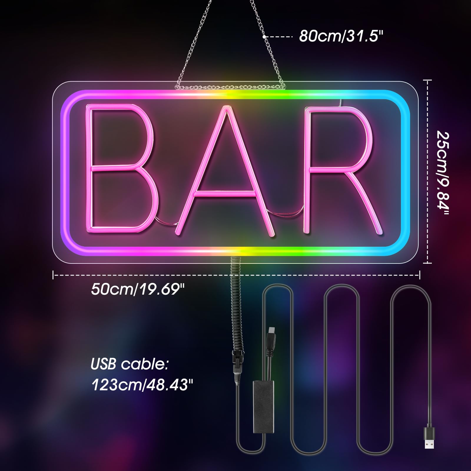 Snapklik.com : Brillihood Bar Neon Sign, USB Powered RGB+IC Neon Signs ...