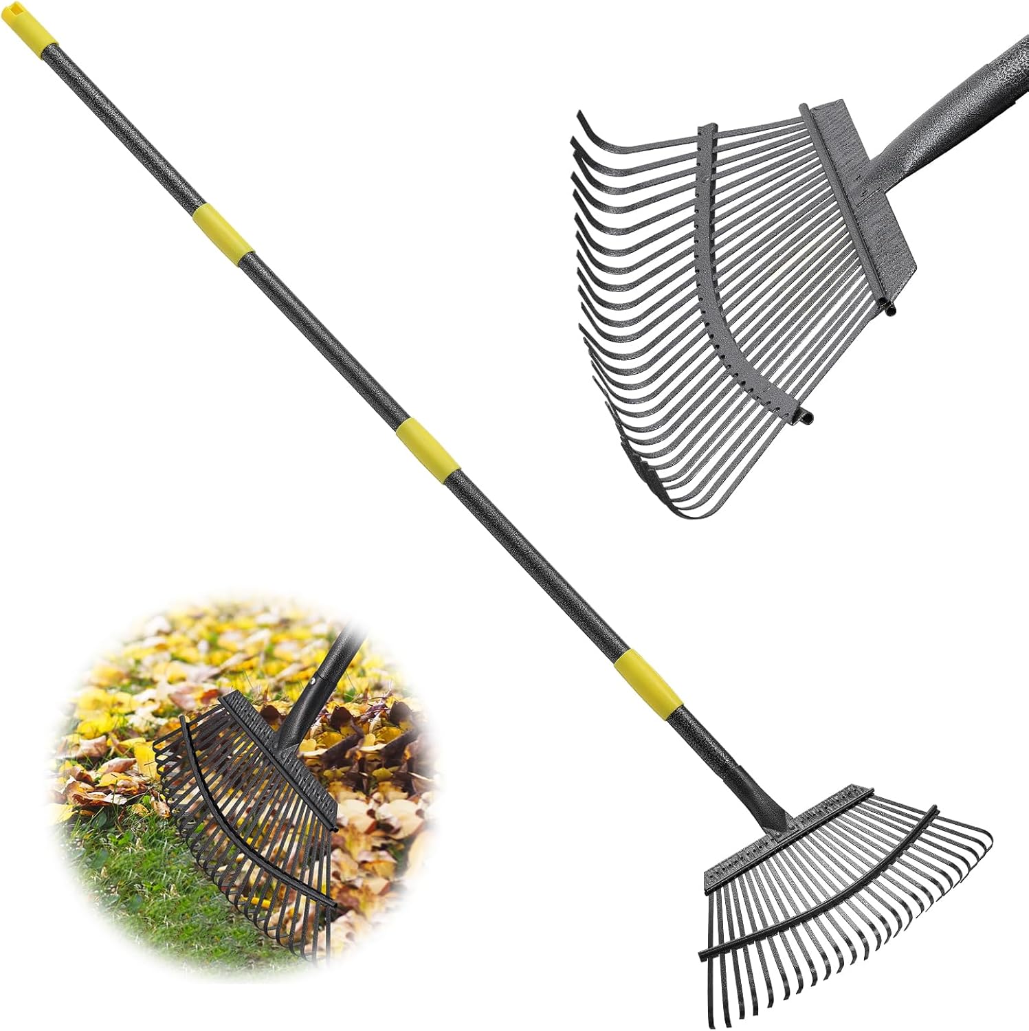 Amazon.com : Rake, 65 Inch Long Garden Rake, 25 Tines 18 Inch Wide ...