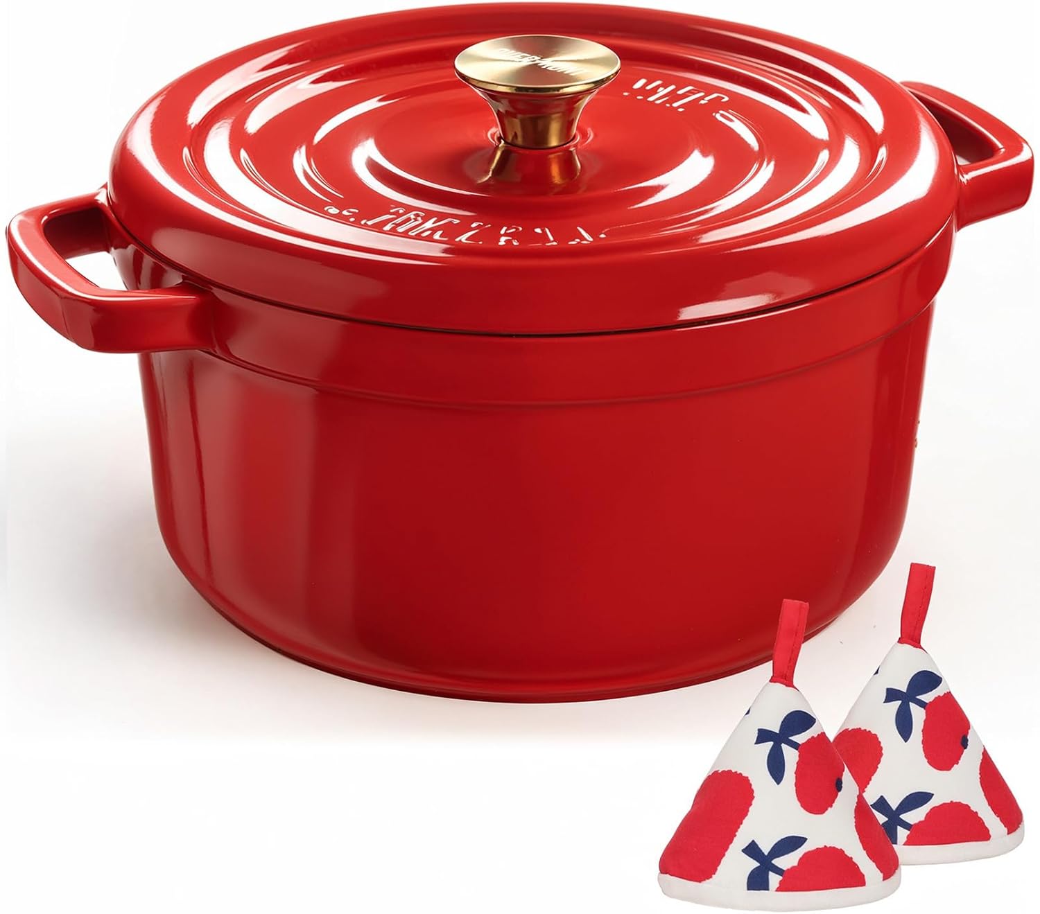 Amazon.com: Overmont Enameled Cast Iron Dutch Oven - 5QT Pot with Lid ...