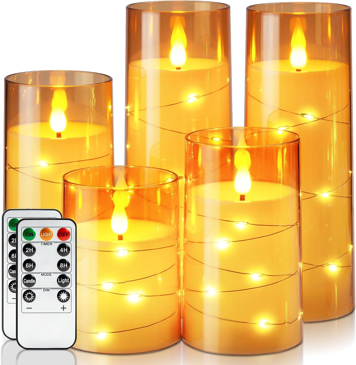 Amazon.com: Homemory Acrylic Flameless LED Candles with Star String ...