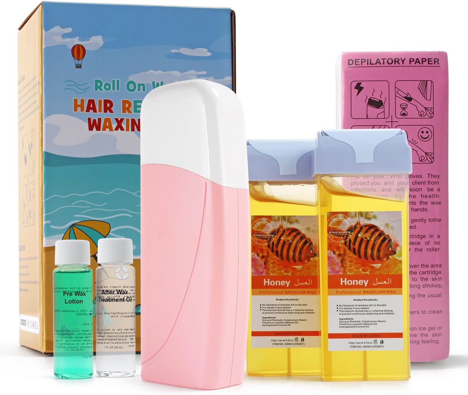 Amazon.com : 5 Pack Rose Wax Roller, Roll On Wax Refill Soft Depilatory ...