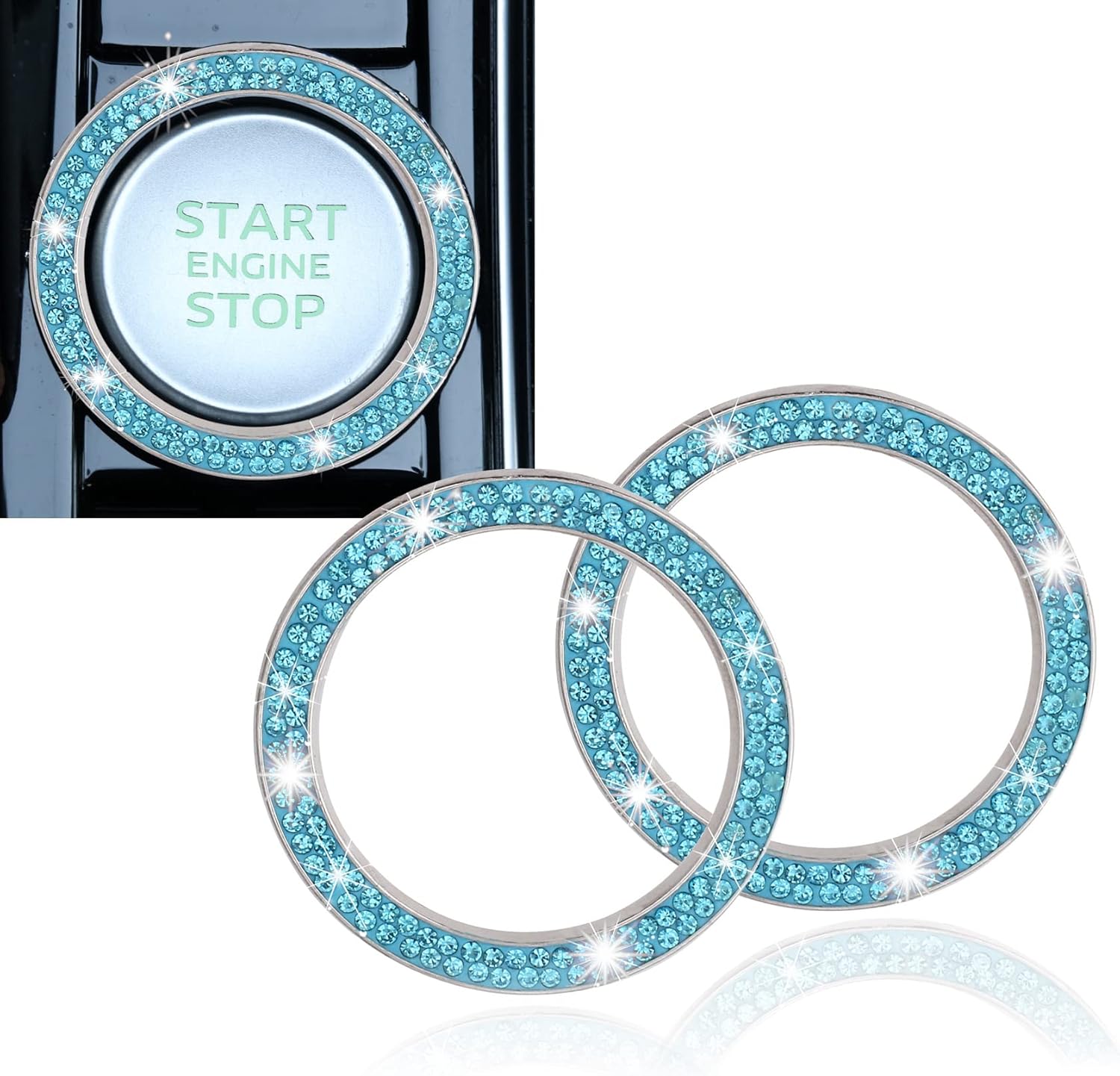 Amazon.com: LivTee 2 PCS Crystal Double Rhinestone Car Engine Start ...