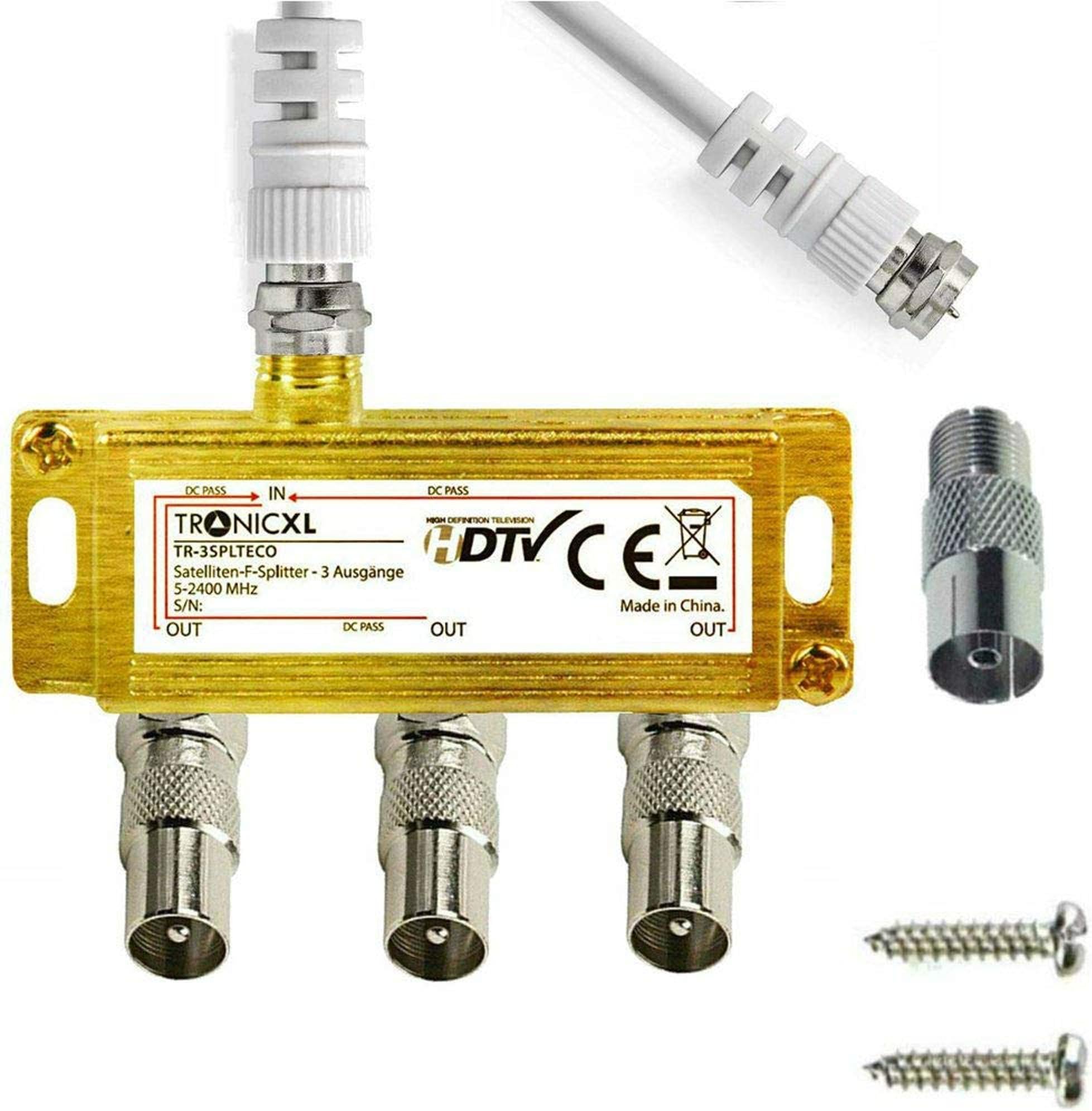 TronicXL 3-Fach Sat Splitter IEC Verteiler Antennenverteiler 3fach TV ...