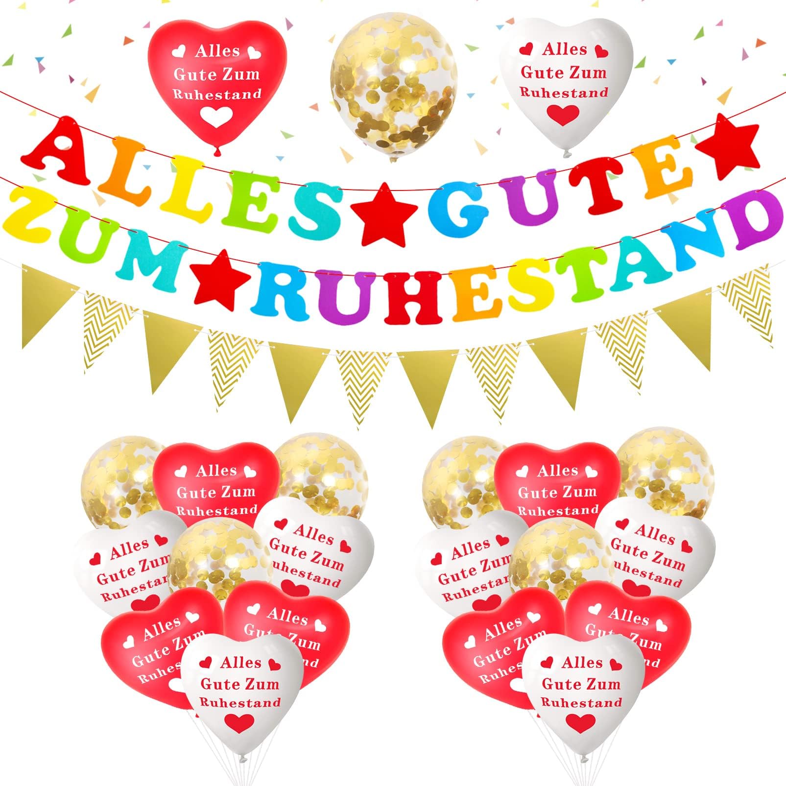 Rente Deko Set,Endlich Ruhestand Deko Girlande,Alles Gute zum Ruhestand ...
