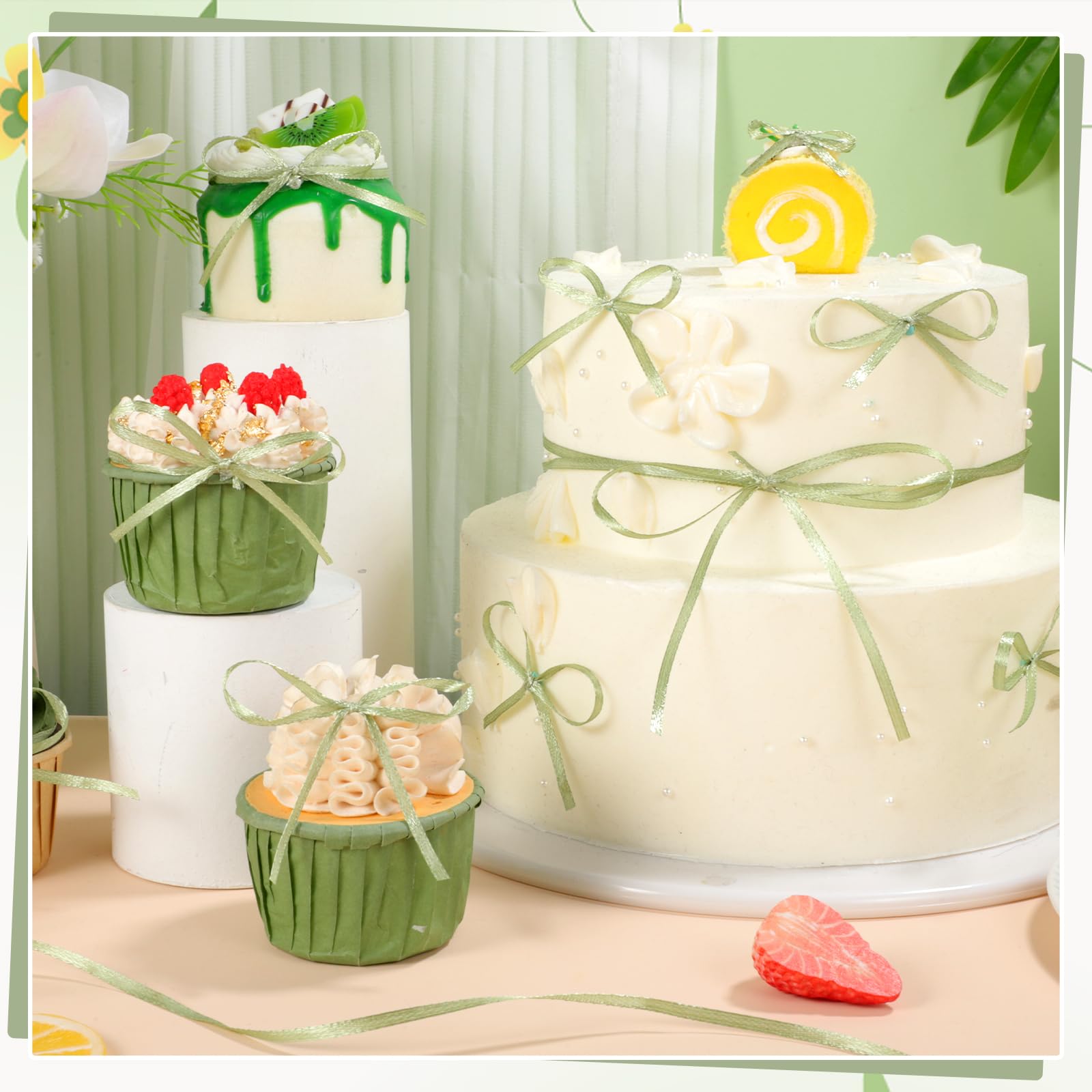 Snapklik.com : Woric Sage Green Ribbon 1/8 Inch 2 Rolls/200 Yards ...