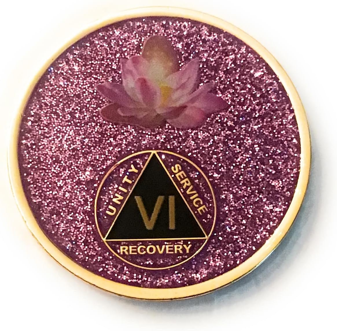 Amazon.com: 1 Year AA Medallion - The Lotus Purple Medallion Glitter ...