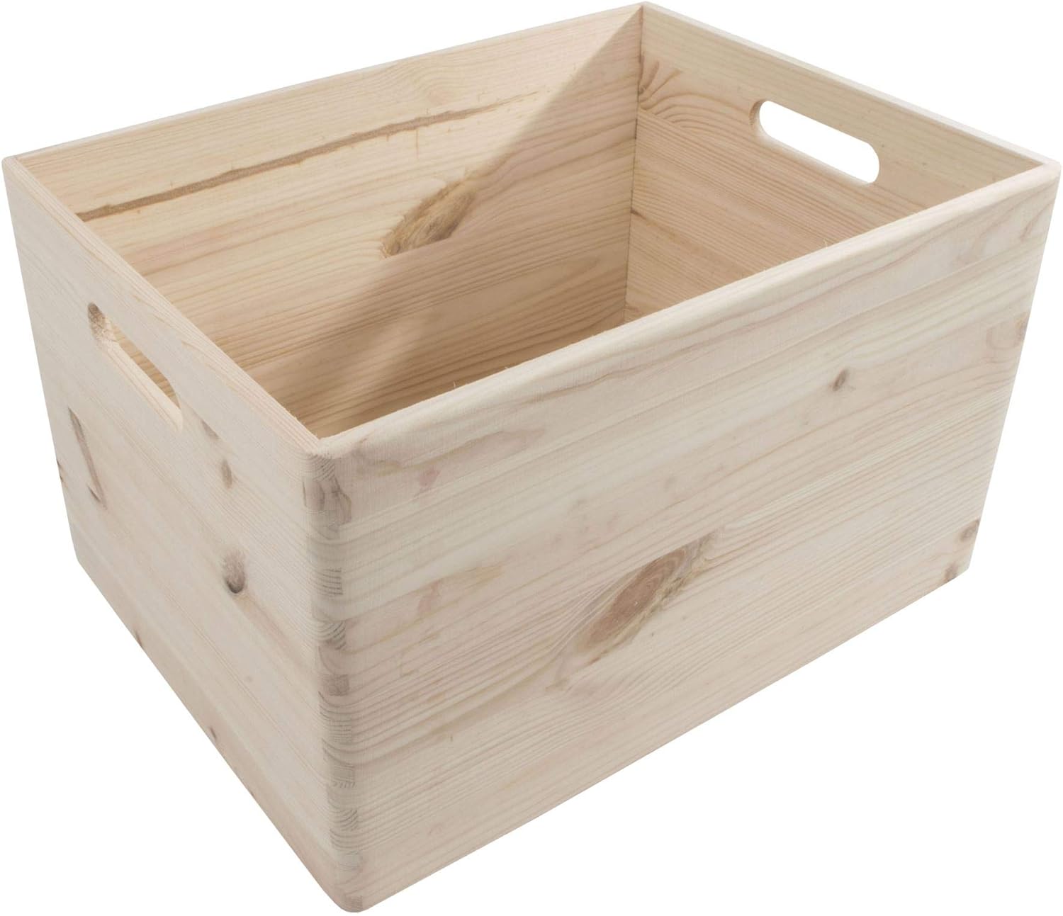 Large Wooden Open Storage Box with Handles | 40 x 30 x 23 cm ...
