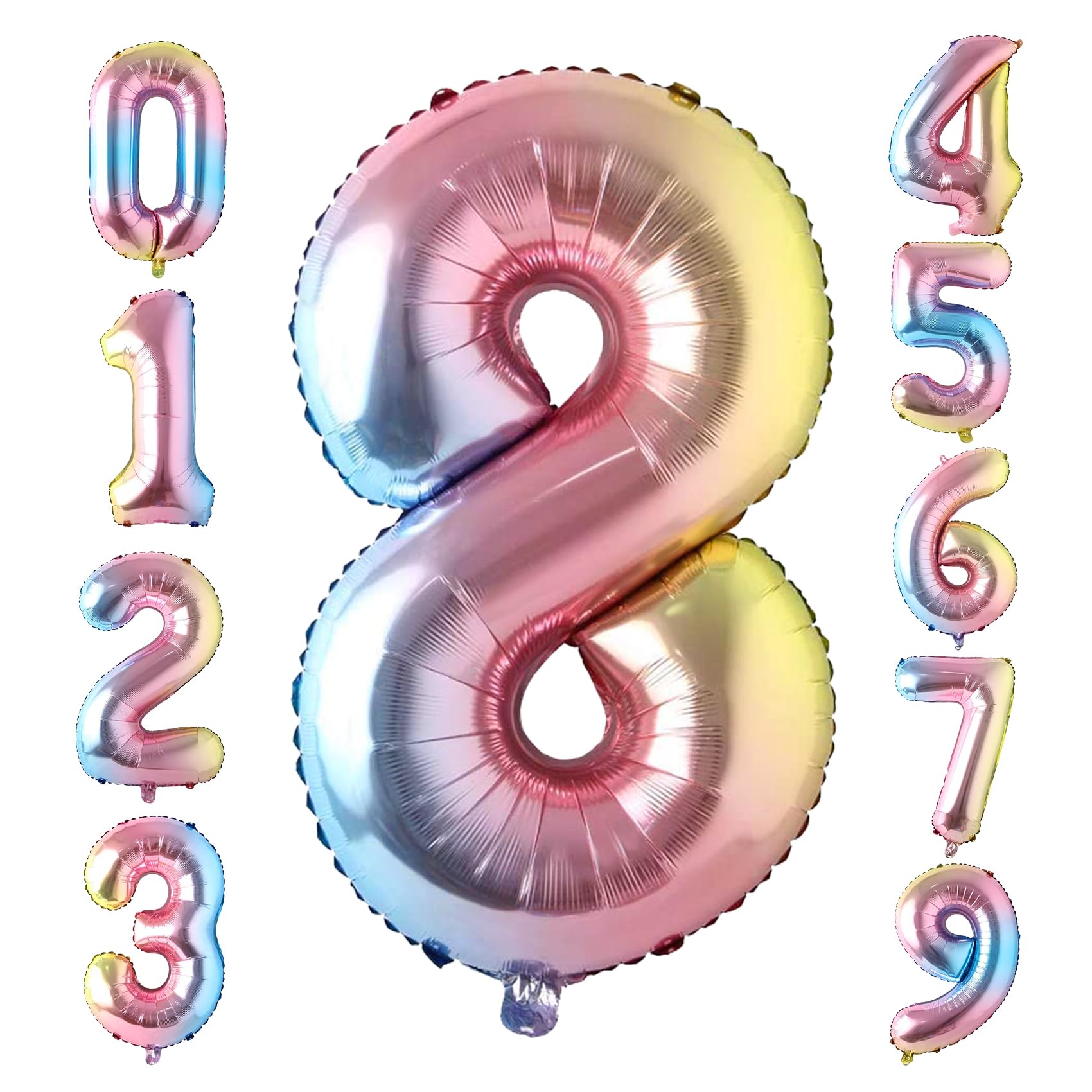 Snapklik.com : Tamnioa Rainbow Number Balloons - Number 8