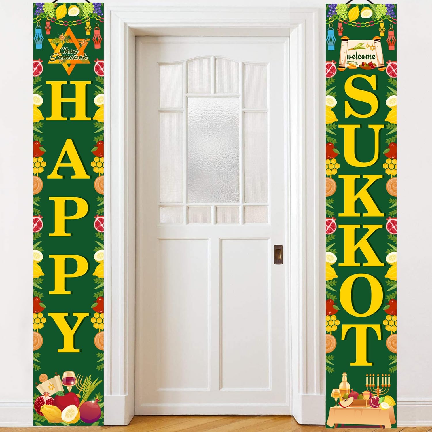 Amazon.com: Sukkah Decorations, Happy Sukkot Banner Flag, Happy Sukkot ...
